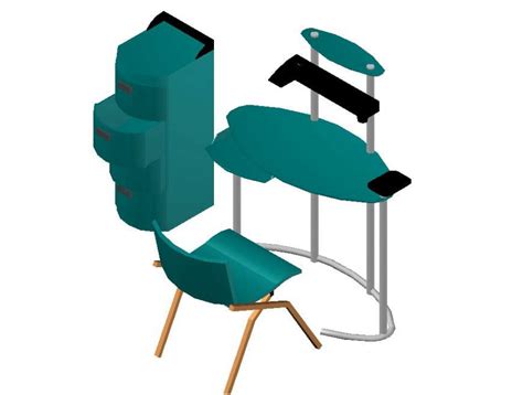3d Model Of Desk And Chair Cad Furniture Block Layout File In Autocad Format Cadbull