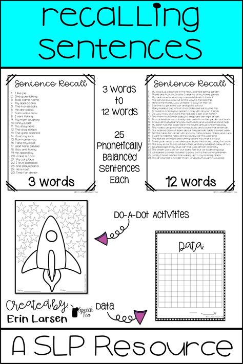 Auditory Memory Activities Worksheets