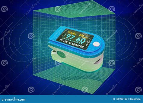Visualization 3d Cad Model Of Pulse Oximeter Fingertip Blueprint 3d Rendering Stock