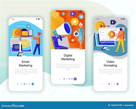 Set Of Onboarding Screens User Interface Kit For Video Email Digital Marketing Mobile App