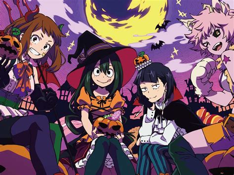 My Hero Academia Animemeisjes Halloween K Achtergrond Downloaden