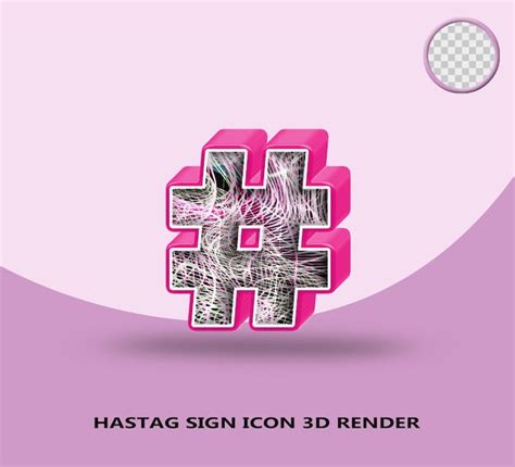 Premium Psd 3d Render Hastag Sign Icon Line Pink Glosy With Abstract