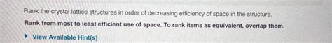 Solved Rank The Crystal Lattice Structures In Order Of Chegg