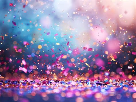 Premium Photo Confetti Falling On A Glittery Surface With A Blurred