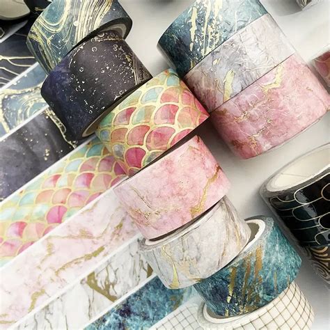 Bronzing 금박 Washi 테이프 클라우드 웨이브 사진 앨범 종이 장식 3 롤 Diy 핸드 계정 마스킹 Temu