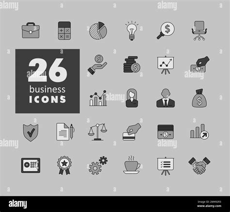 Business And Finance Web Outline Grayscale Icon Set Graph Symbol For Your Web Site Design Logo
