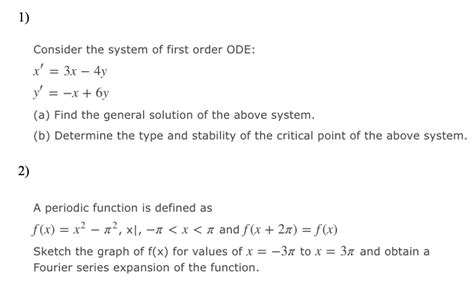 Solved Consider The System Of First Order ODE X X Chegg
