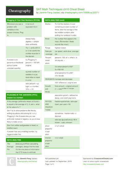 9 Sat Cheat Sheets Cheat Sheets For Every Occasion