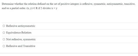Solved Determine Whether The Relation Defined On The Set Of