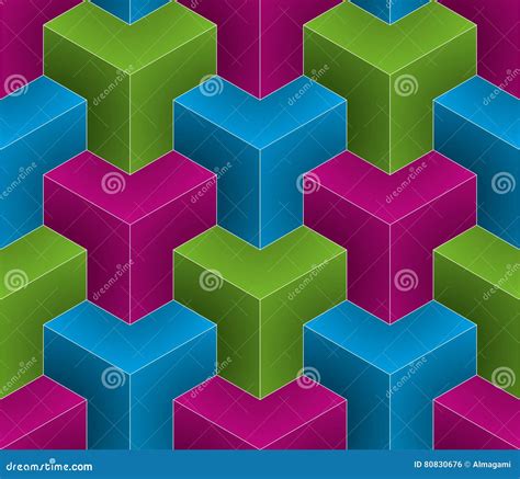 Isometric Seamless Pattern 3d Optical Illusion Background Stock Vector Illustration Of Flat
