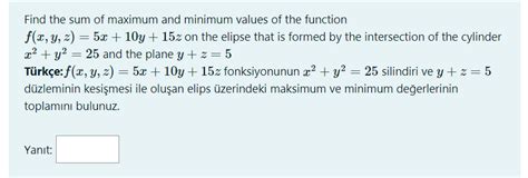 Solved Find The Sum Of Maximum And Minimum Values Of The Chegg