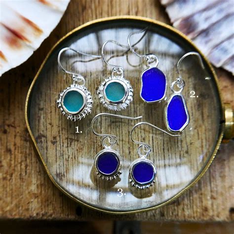 Choose Your Earrings Scottish Sea Glass Drop Earrings In Sterling Si