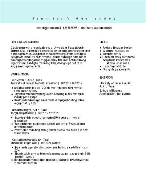 7 Club Member Resume Examples And Top Skills