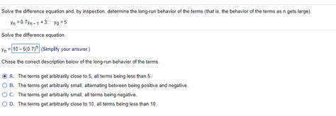 Solved Solve The Difference Equation And By Inspection