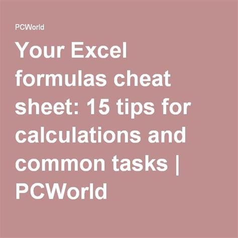 Excel Formula Symbols Cheat Sheet 13 Cool Tips