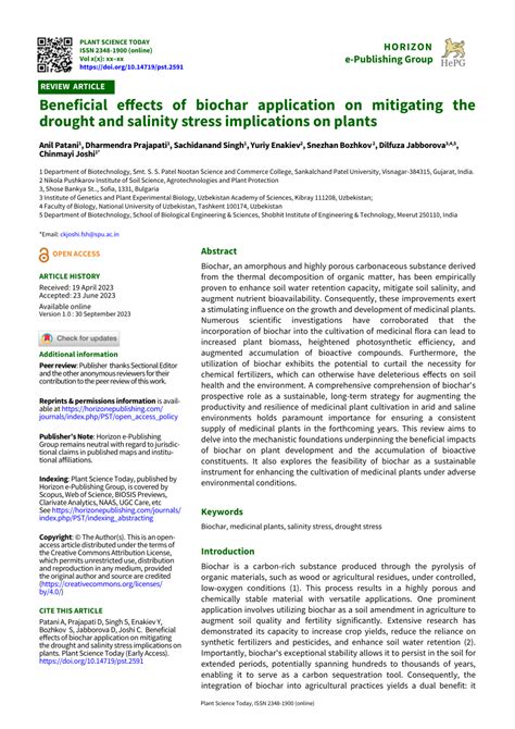 Pdf Beneficial Effects Of Biochar Application On Mitigating The