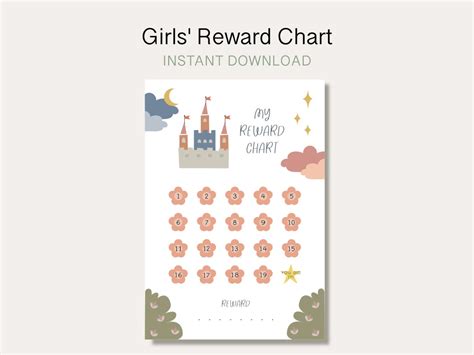 Girls Reward Chart For Goal Setting Commitment Chart Etsy