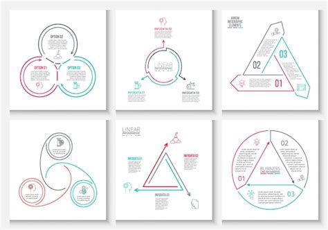 Premium Vector Set Of Line Flat Elements Of Cycle Diagram With Steps Creative Concept For