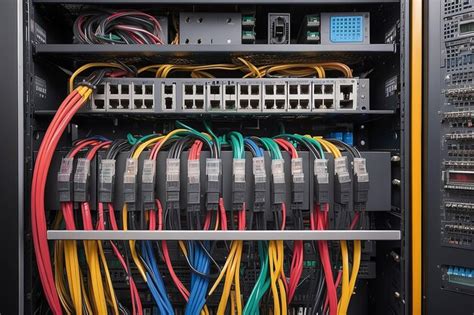 Premium Photo Network Switch And Ethernet Cables In Rack Cabinet