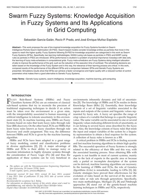 Pdf Swarm Fuzzy Systems Knowledge Acquisition In Fuzzy Systems And