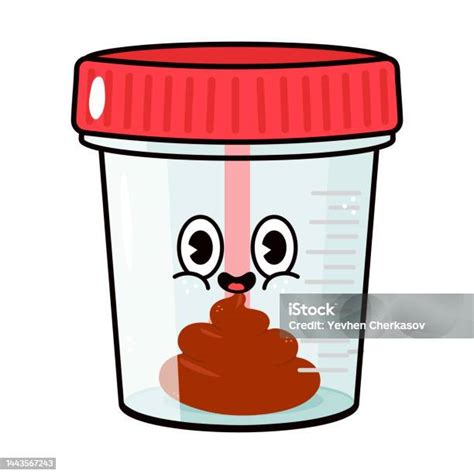 분석 대변 캐릭터에 대 한 귀여운 재미 있는 컨테이너 벡터 손으로 그린 전통 만화 빈티지 복고풍 Kawaii 캐릭터 그림 아이콘 분석 문자 개념용 컨테이너 개념에 대한 스톡