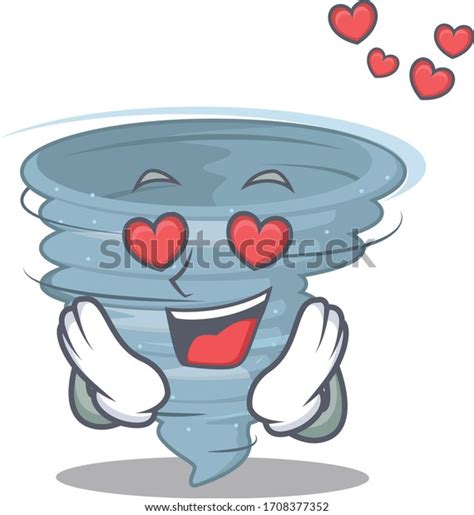Cute Tornado Cartoon Character Has Falling เวกเตอร์สต็อก ปลอดค่า