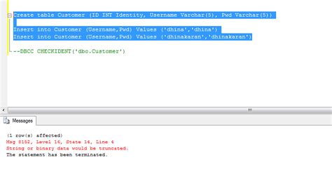 Identity Column Explanation And Reset Identity Value