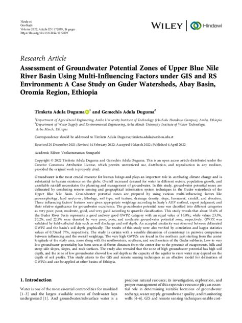 Pdf Assessment Of Groundwater Potential Zones Of Upper Blue Nile River Basin Using Multi