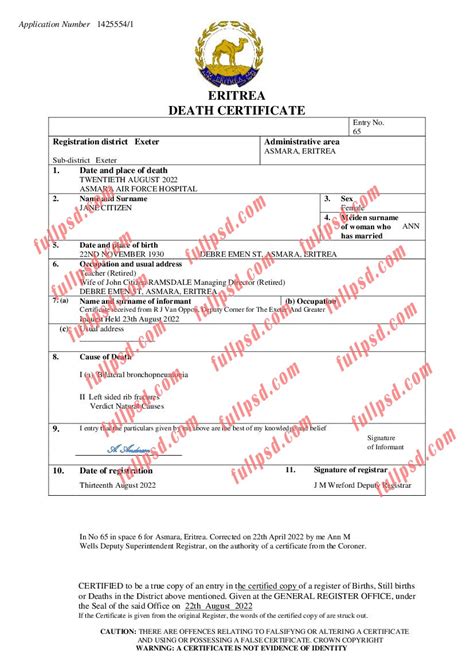 Download Eritrea Death Certificate Pdf And Word Template Fullpsd Download Eritrea Death Certificate Pdf And Word Template Fullpsd