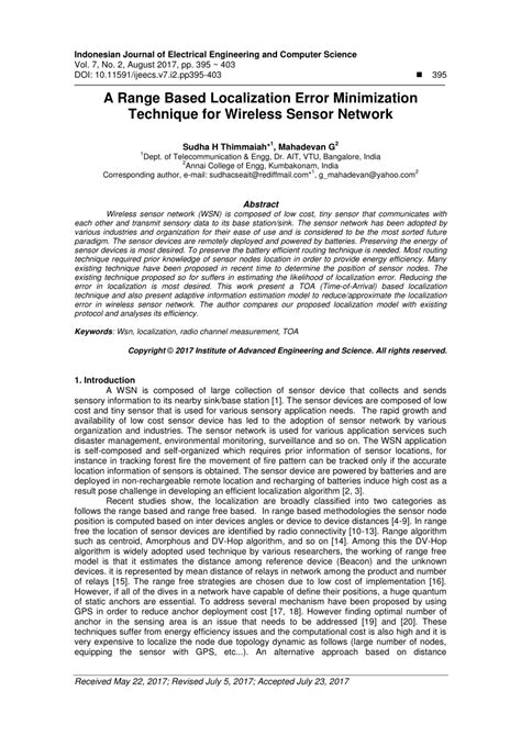 pdf a range based localization error minimization technique for