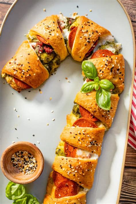 Candy Cane Pizza Crescent Recipe Savory Vegan Vegan Christmas Christmas Snacks Savory