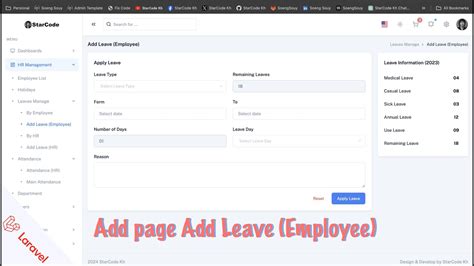 Add Page Create Leave Employee In Hr System Laravel 11 Youtube