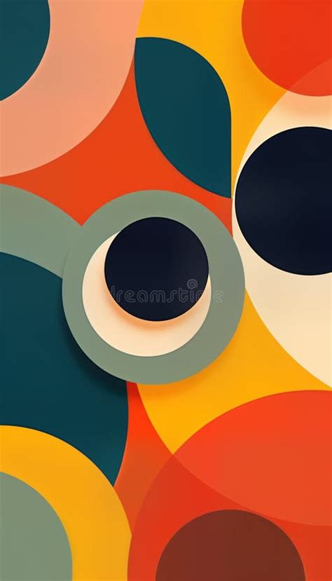 Abstract Art Features Bold Color Circles Geometric Shapes Overlap Creating Dynamic Visual