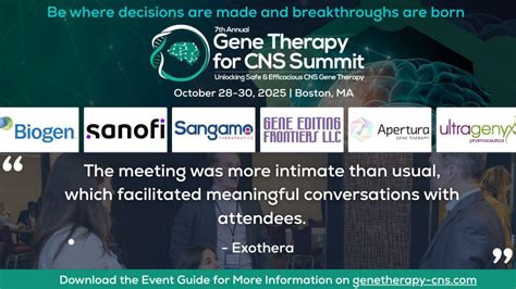7th Gene Therapy For Cns Summit An Intimate Networking Space For Cns