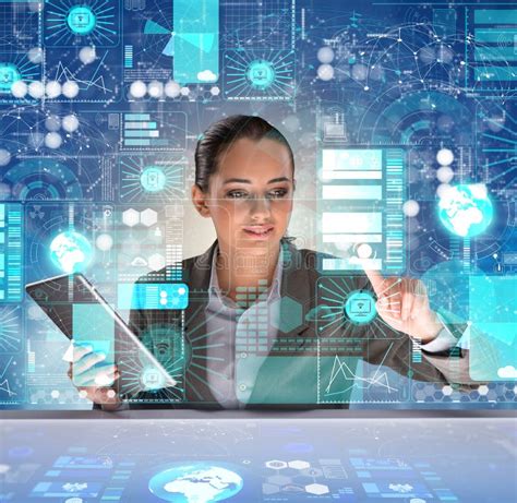 Woman In Futuristic Data Mining Concept Stock Photo Image Of Analytics Communication 174997368