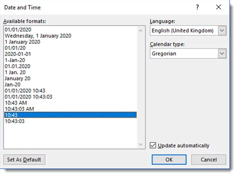 Insert Time Add In For Word