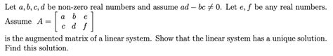 solved let a b c d be non zero real numbers and assume ad