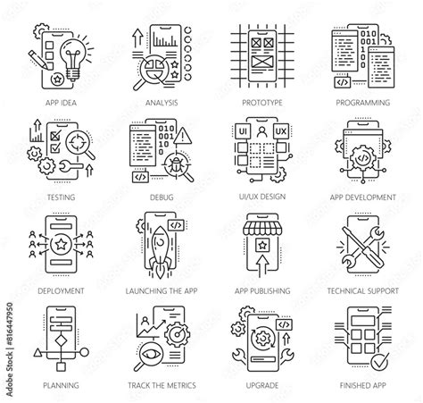 Web App Develop And Optimization Icons Mobile Application Coding And Software Programming Ui
