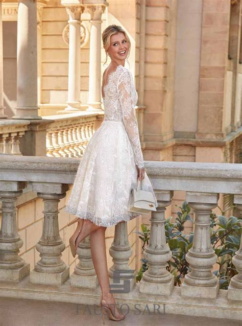 Long Sleeve Knee Length Wedding Dress 60 Photos