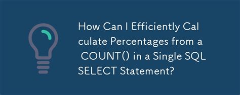 How Can I Efficiently Calculate Percentages From A Count In A Single