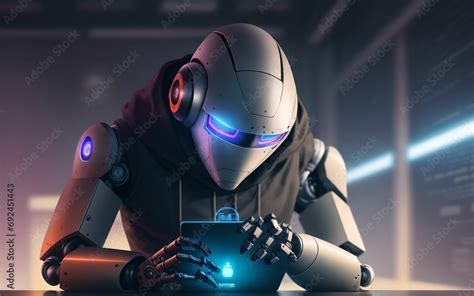 Ai Cybersecurity Navigating The Threat Landscape With Robotic Defense Ai Generated Stock