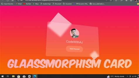 Glassmorphism Card HTML CSS YouTube