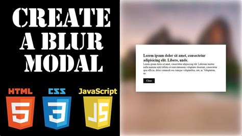 Create A Blur Modal With HTML CSS JavaScript JavaScript YouTube