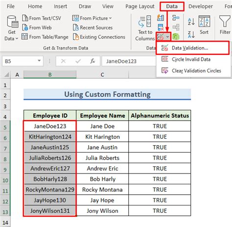 How To Perform Data Validation For Alphanumeric Only In Excel