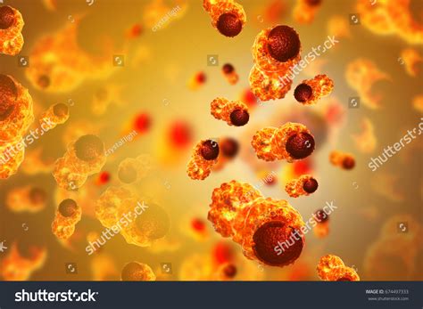 과학적 배경에 있는 암세포 스톡 일러스트 674497333