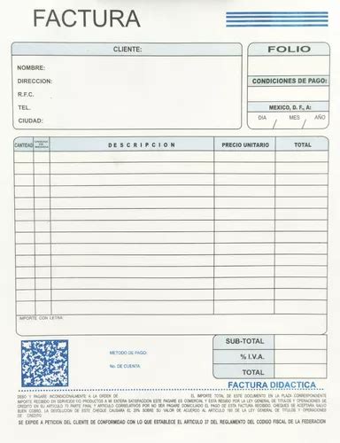 Formato Factura Didactica 10 Paquetes Mayoreo Mercadolibre