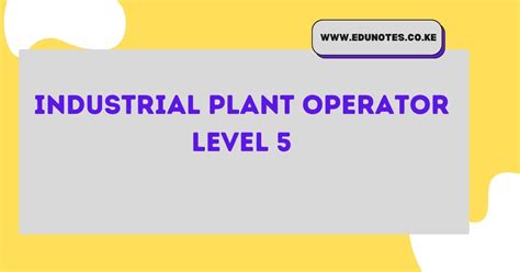 Industrial Plant Operator Level 5