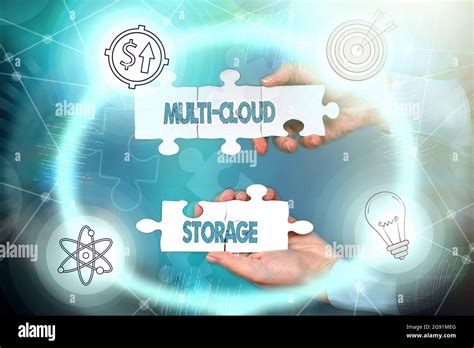 Conceptual Display Multi Cloud Storage Word Written On Use Of Multiple