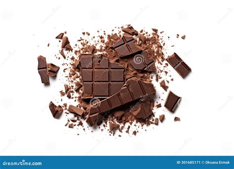 Broken Chocolate Bar Isolated Milk Chocolate Square Pieces Cubes