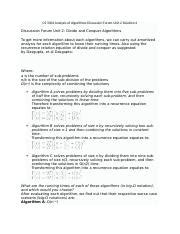 CS 3304 Analysis Of Algorithms Discussion Forum Unit 2 Solution 4 Docx CS 3304 Analysis Of